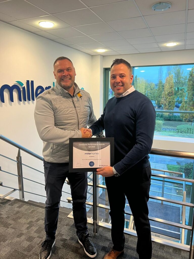 Contractor Performance Award 2023 Win for K&K Brickwork